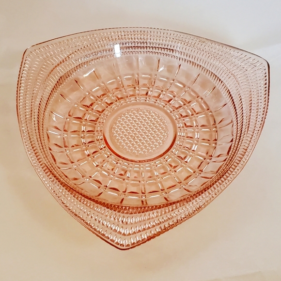 Accents | Sale Vintage Light Pink Pressed Glass Triangle Shaped ...